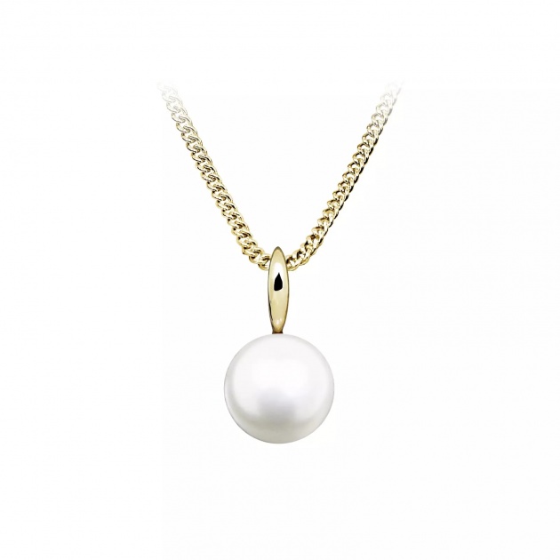 Pandantiv aur 9K, perle de cultură albă sferă 4-5 mm - YUNO Pearls
