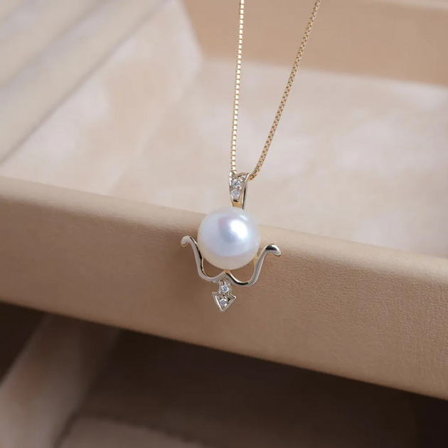 Pandantiv aur 14K cu perlă și diamante, zodia Sagetator - YUNO Pearls