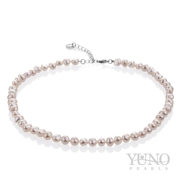 Colier cu perle albe asimetrice, 6-7 mm, 43+5 cm prelungitor - YUNO Pearls