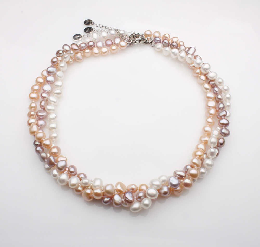 Colier cu perle albe asimetrice, 6-7 mm, 43+5 cm prelungitor - YUNO Pearls